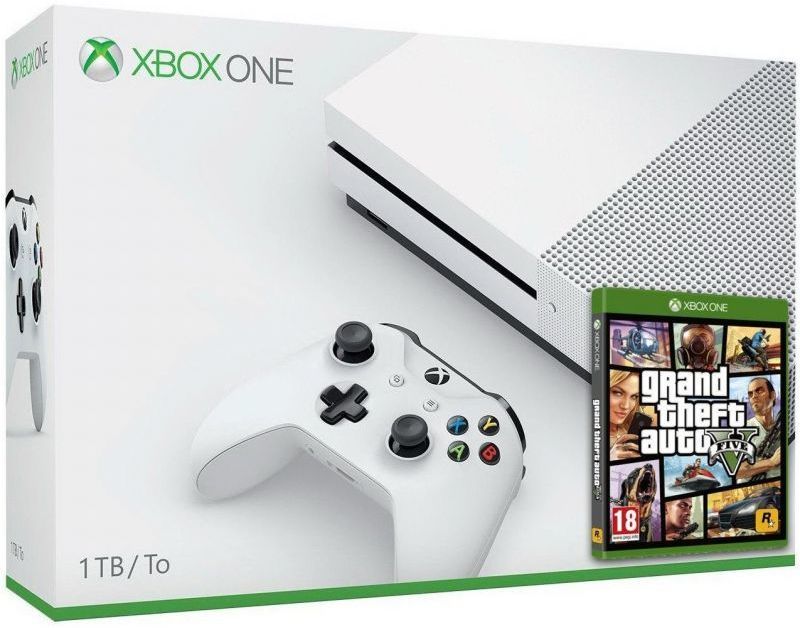 Microsoft Xbox One S 1 White GTA 5 1024 Blu ray DVD CD Grand Theft Auto 5